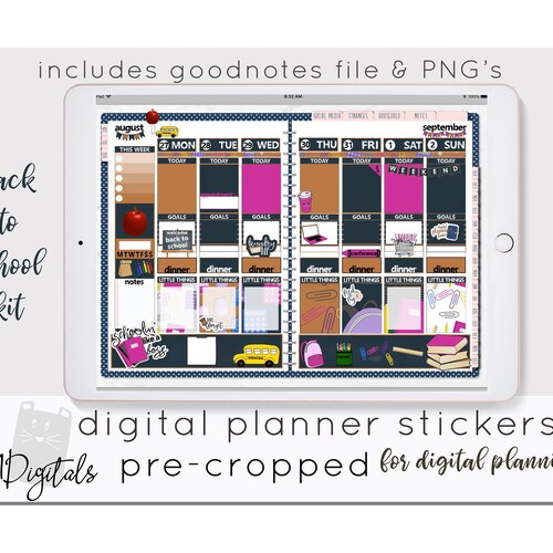 Digital Planner Stickers Back to School Kit Goodnotes - Etsy