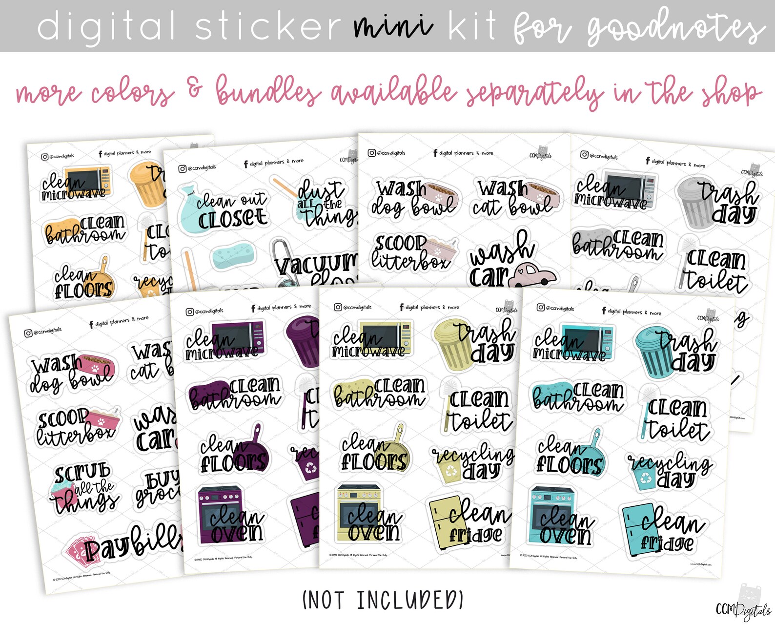Digital Planner Stickers Chores Mini Kit Goodnotes | Etsy