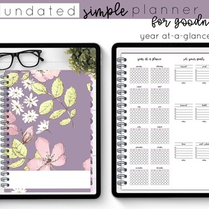 Portrait Undated Simple Planner in Purple Floral | Daily and Weekly ...