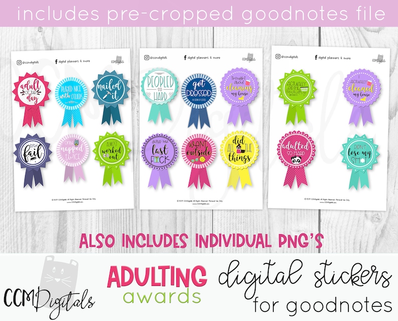 Adulting Awards Digital Planner Stickers A Fun Mini Digital | Etsy