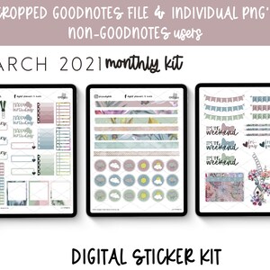 March 2021 Digital Planner Stickers | Includes Spring Floral and Bird ...