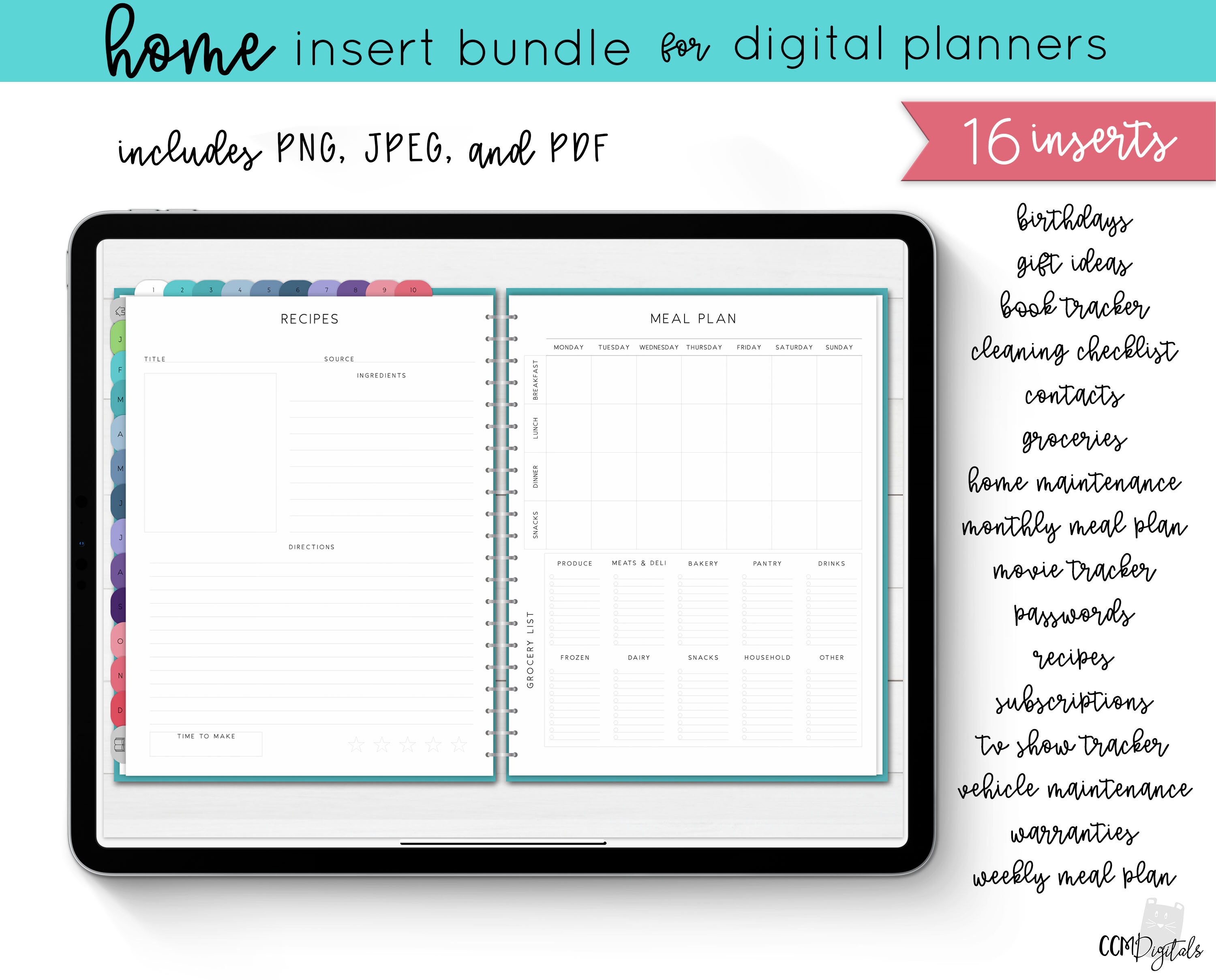Home Digital Planner Insert Bundle for Digital Planners or Journals ...