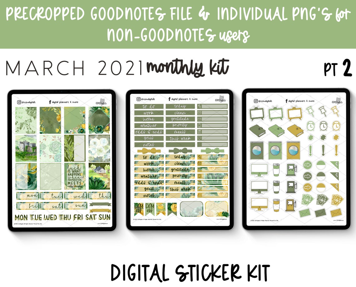 March 2021 Digital Planner Stickers Includes Spring Floral - Etsy
