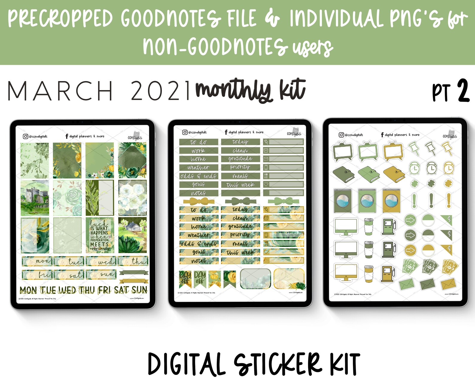 March 2021 Digital Planner Stickers Includes Spring Floral - Etsy
