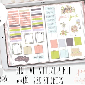 June 2018 Digital Planner Stickers | Summer Floral Digital Sticker Kit ...
