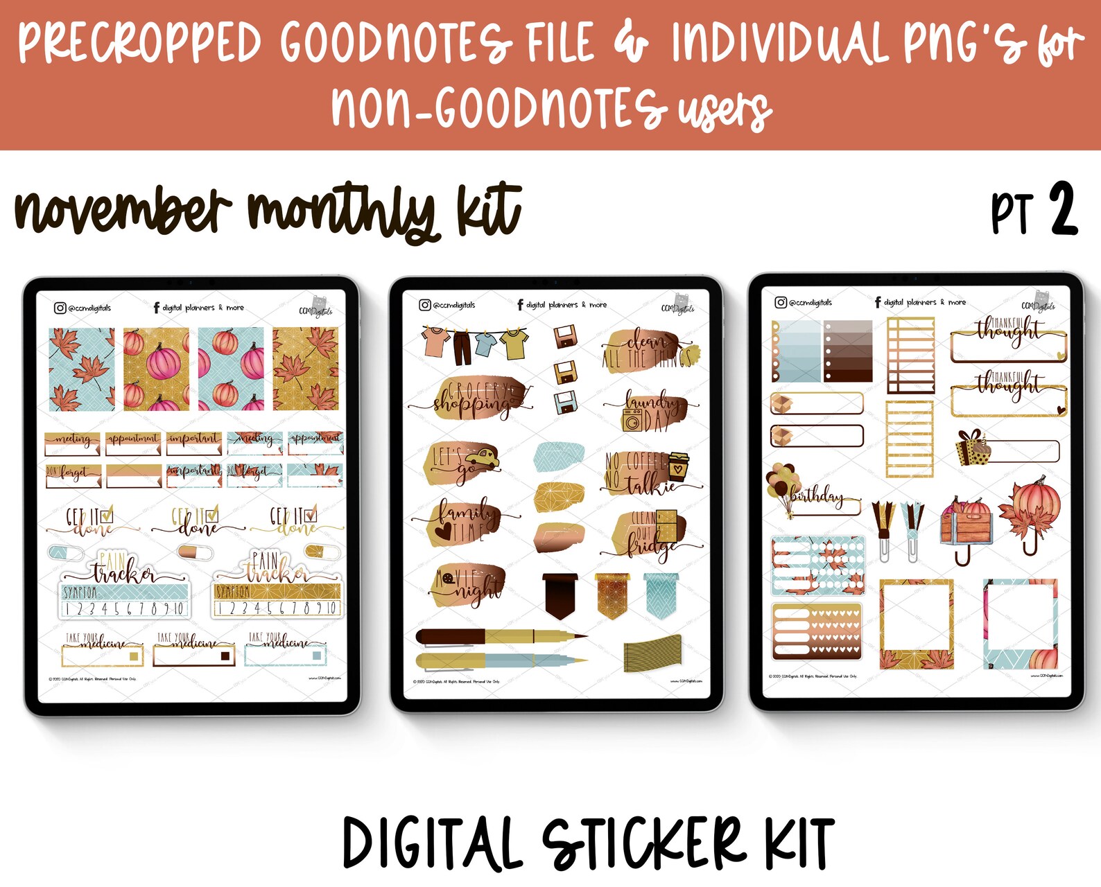 November 2020 Digital Planner Stickers Monthly Sticker Kit - Etsy