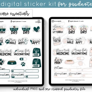 PC-3 Digital Pet Care Stickers for Goodnotes | Pet Care Stickers for ...