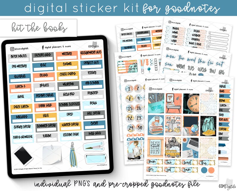 Digital Planner Back to School Stickers Goodnotes Stickers | Etsy