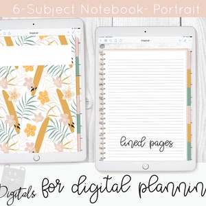 Digital 6-subject Notebook With Linked Pages | Digital Journal for ...