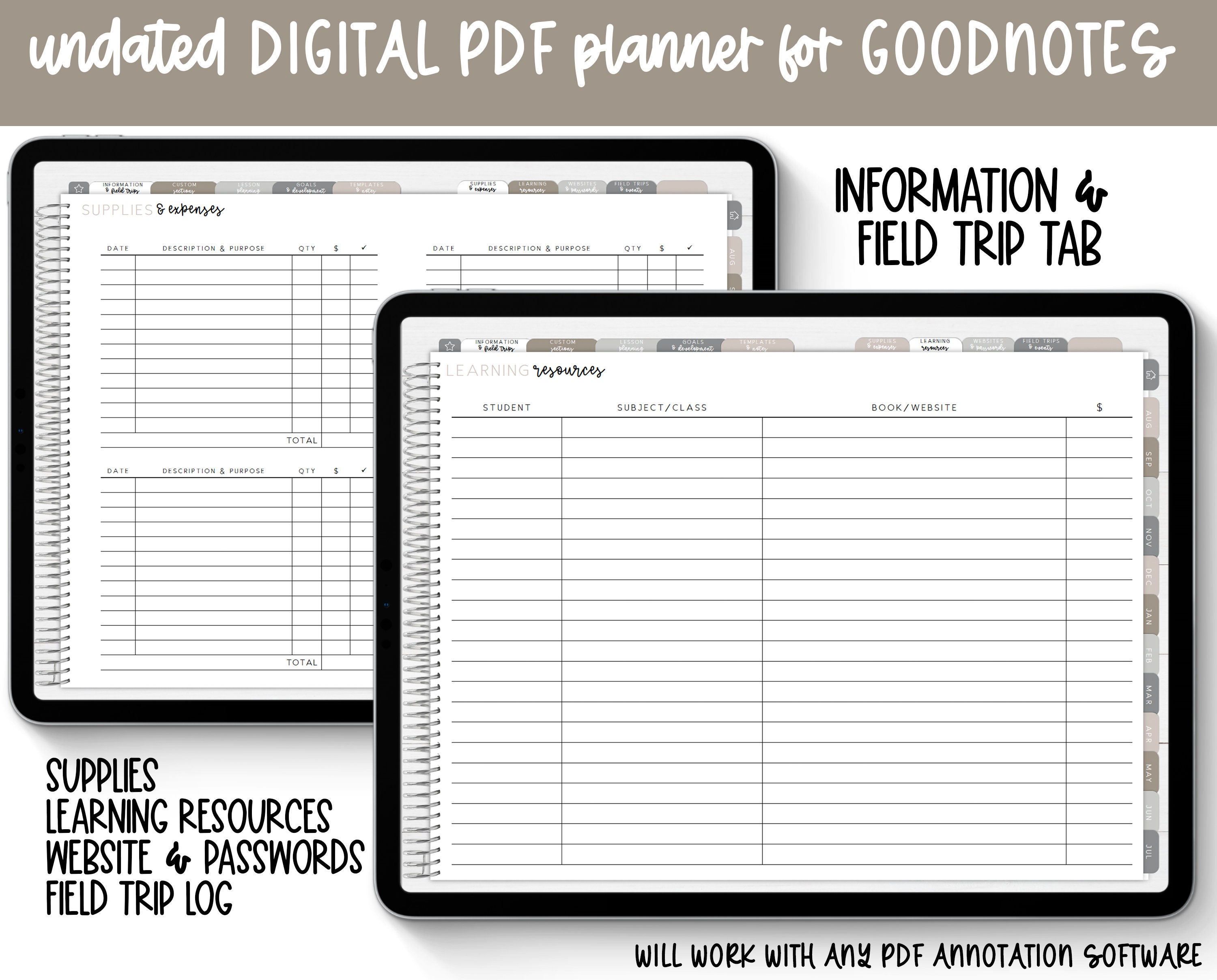 Digital Homeschool or Virtual Learning Planner Undated - Etsy