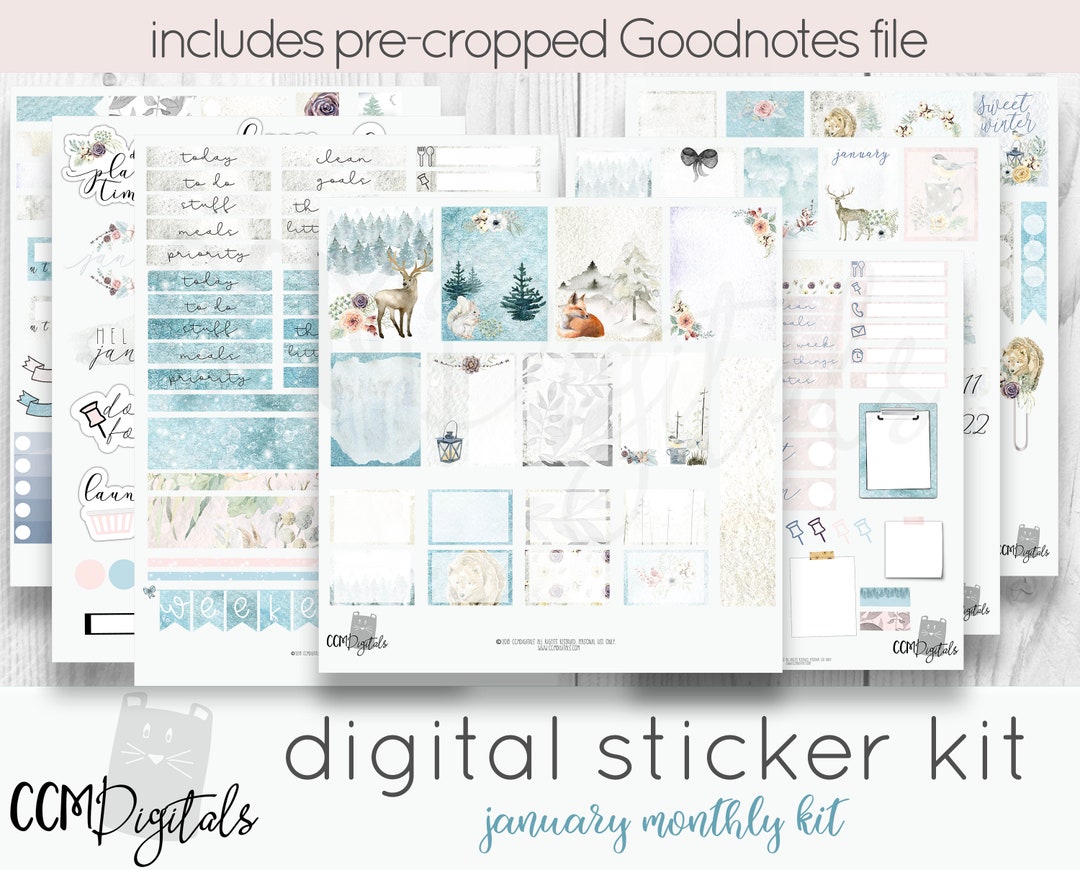 January 2019 Digital Planner Stickers | A Snowy Winter Digital Sticker ...