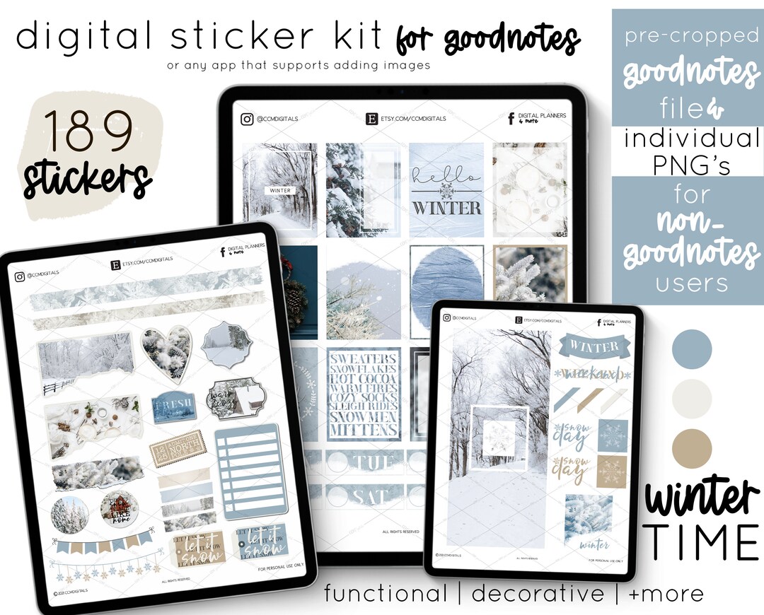 Winter Time Sticker Kit | A Fun Winter Themed Digital Sticker Kit - Etsy