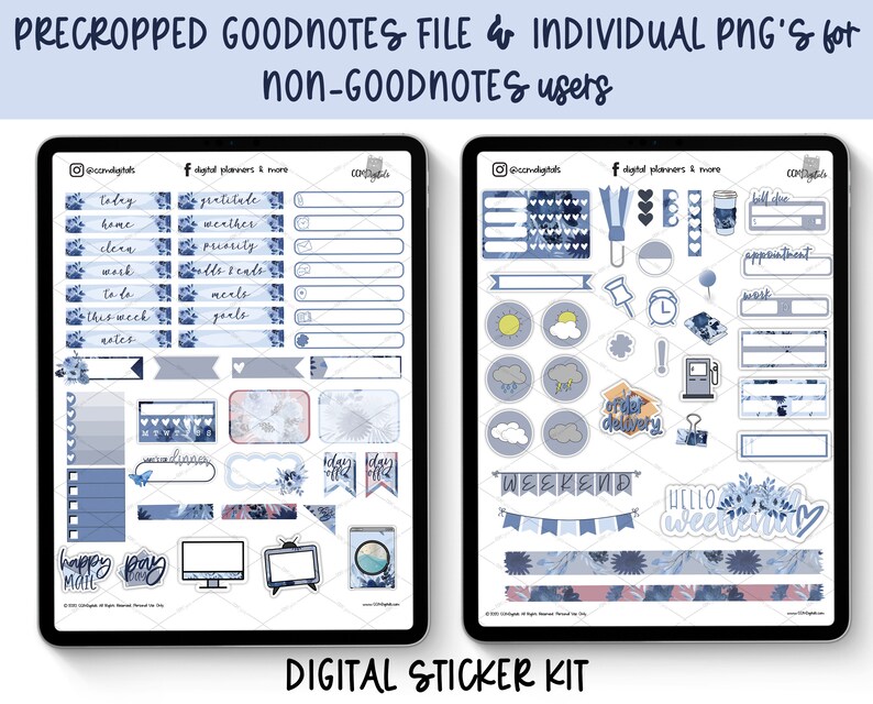 Digital Planner Wild Blue Yonder Stickers Goodnotes Stickers - Etsy