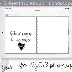 Digital 6-subject Notebook With Linked Pages Digital Journal for ...