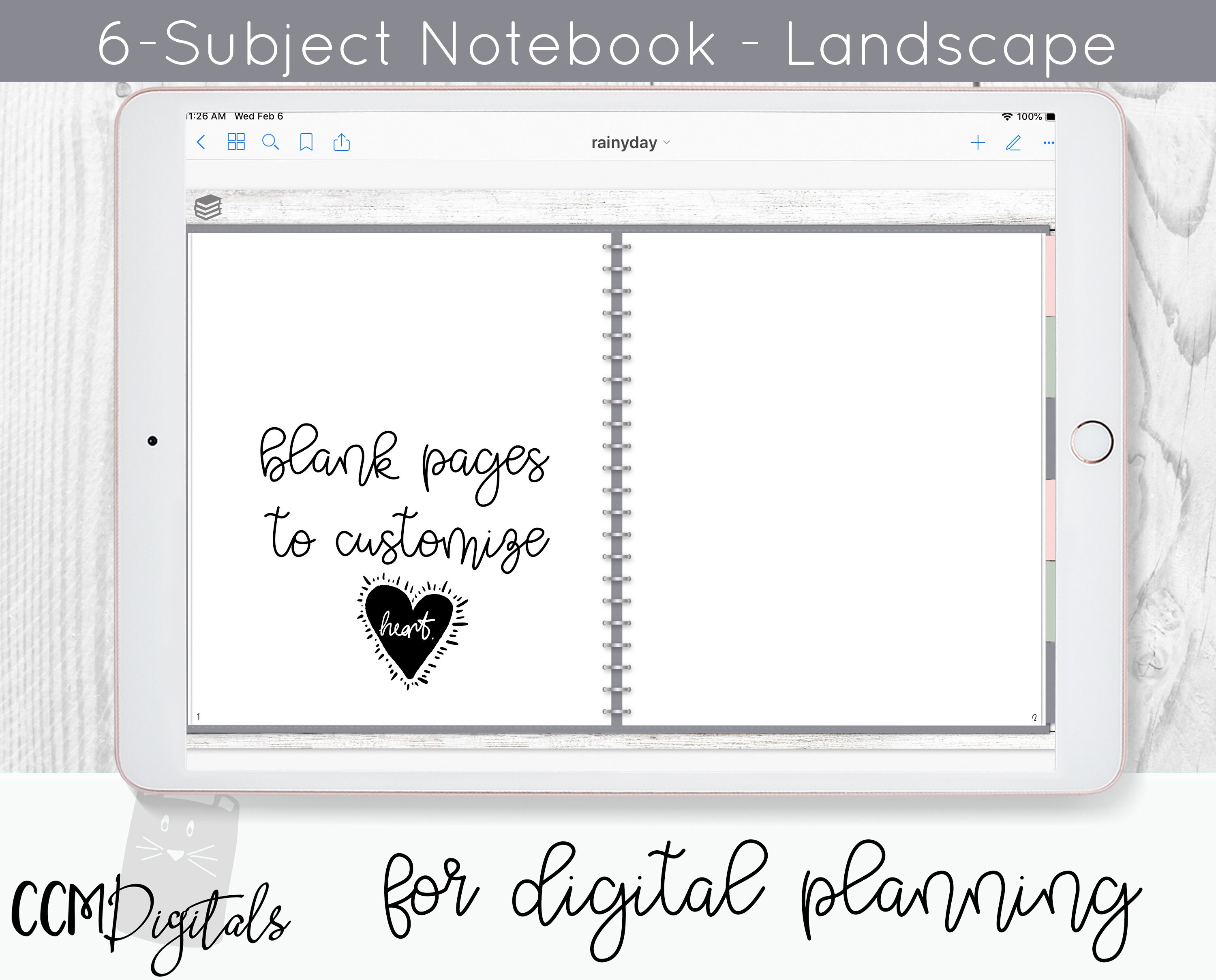 Digital 6-subject Notebook With Linked Pages Digital Journal - Etsy