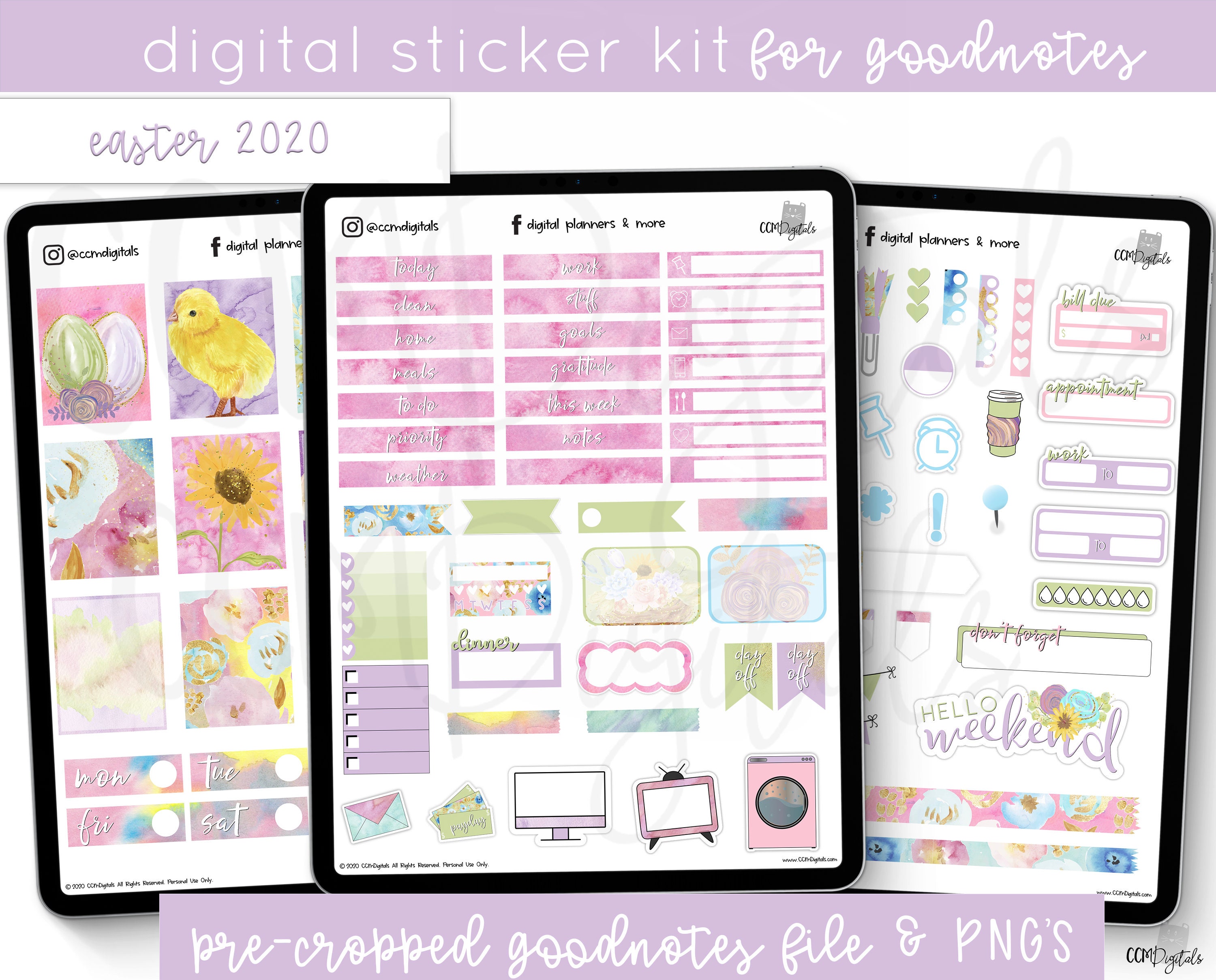 Digital Planner Easter Stickers Easter Designs for Your - Etsy