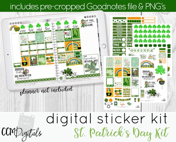 St. Patricks Day Digital Planner Stickers Digital Stickers | Etsy