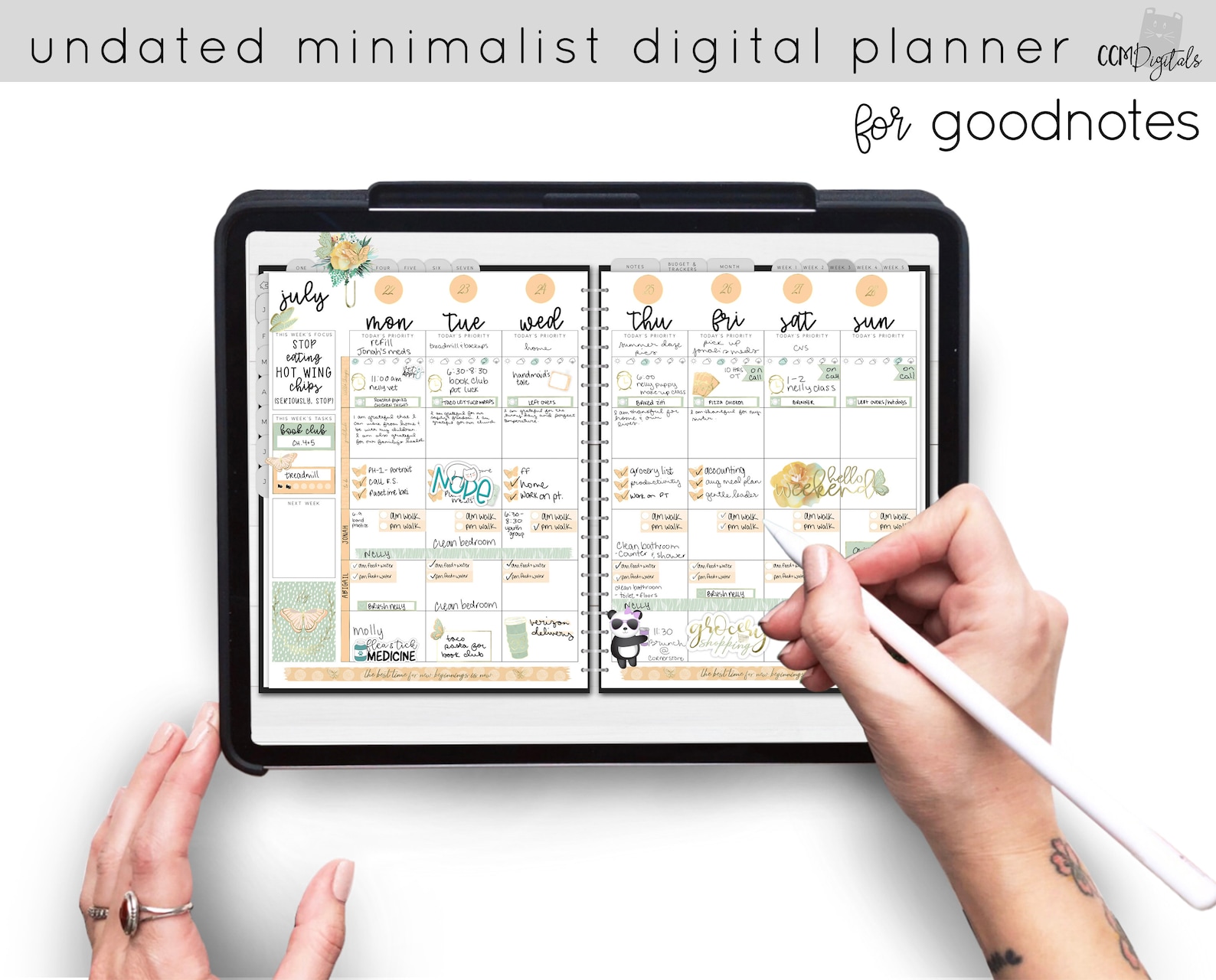 Landscape Undated Neutral Minimalist Digital Planner for | Etsy