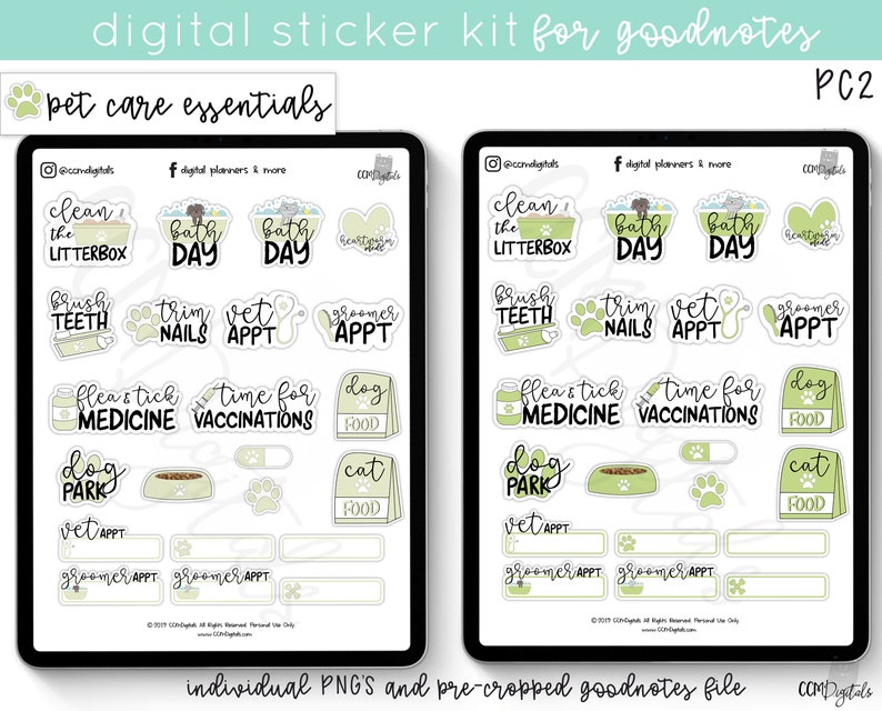 PC-2 Digital Pet Care Stickers for Goodnotes Pet Care - Etsy