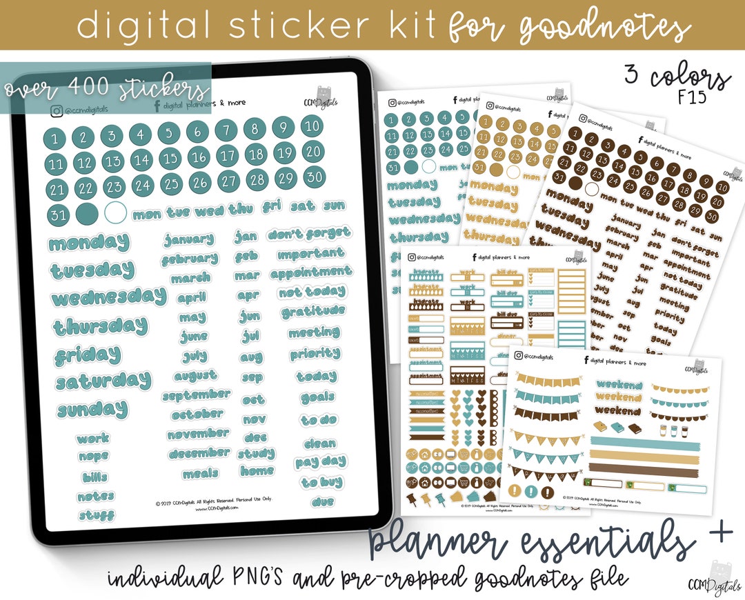 Digital Planner Dates Days Months Stickers | Goodnotes Stickers | iPad ...