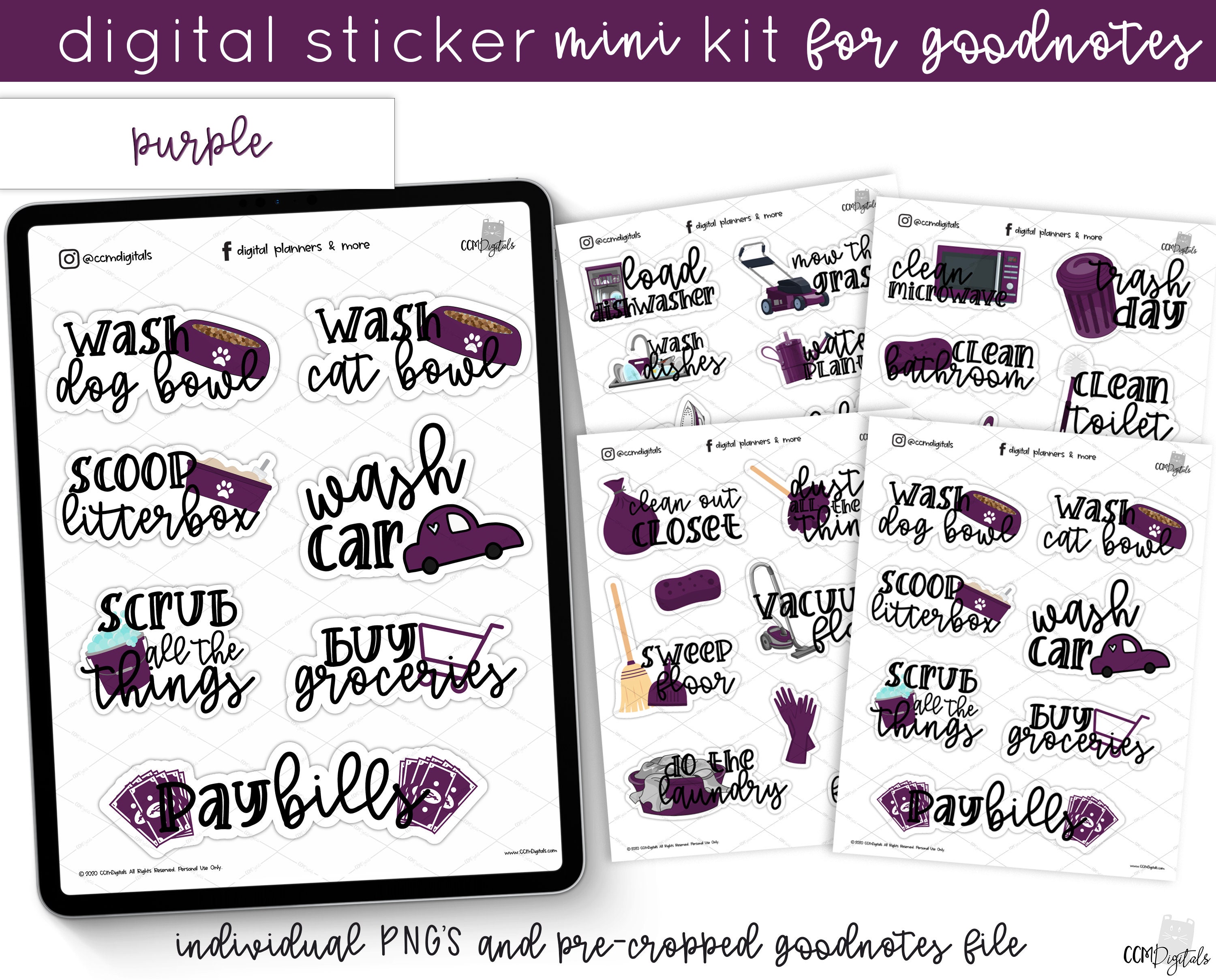 Digital Planner Stickers Chores Mini Kit Goodnotes | Etsy
