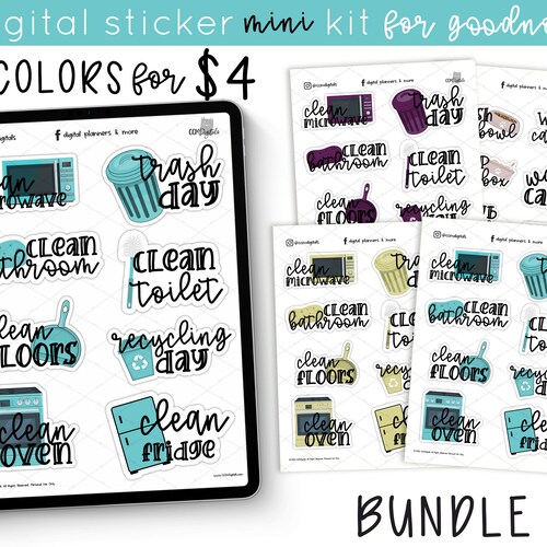 Digital Planner Stickers Chores Mini Kit Goodnotes | Etsy