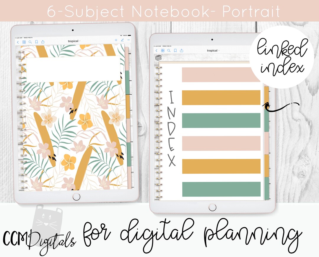 Digital 6-subject Notebook With Linked Pages | Digital Journal for ...