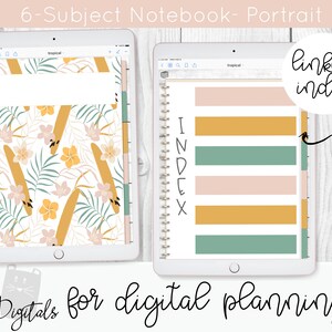 Digital 6-subject Notebook With Linked Pages | Digital Journal for ...