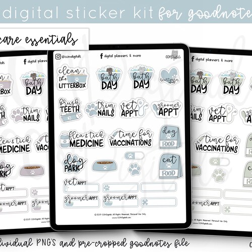 PC-3 Digital Pet Care Stickers for Goodnotes Pet Care - Etsy