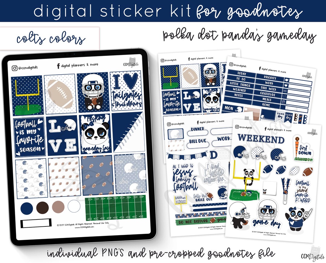 Digital Planner Football Stickers | Goodnotes Stickers iPad Stickers ...