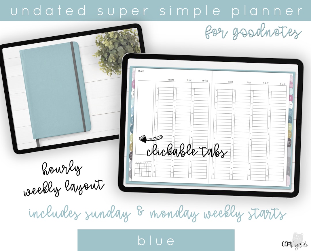 Blue Landscape Undated Super Simple Minimalist Digital Planner for ...