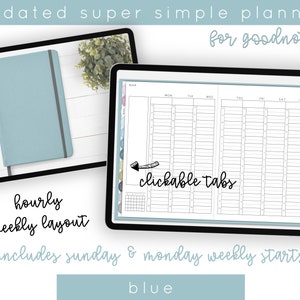Blue Landscape Undated Super Simple Minimalist Digital Planner for ...
