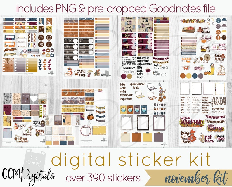 Nov 2018 Digital Planner Stickers Digital Stickers Fall - Etsy