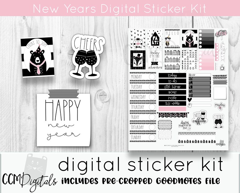 New Years '18 Digital Planner Stickers - Etsy