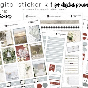 Farmhouse Vibes Digital Stickers for Planners - Vintage Rustic Mason ...
