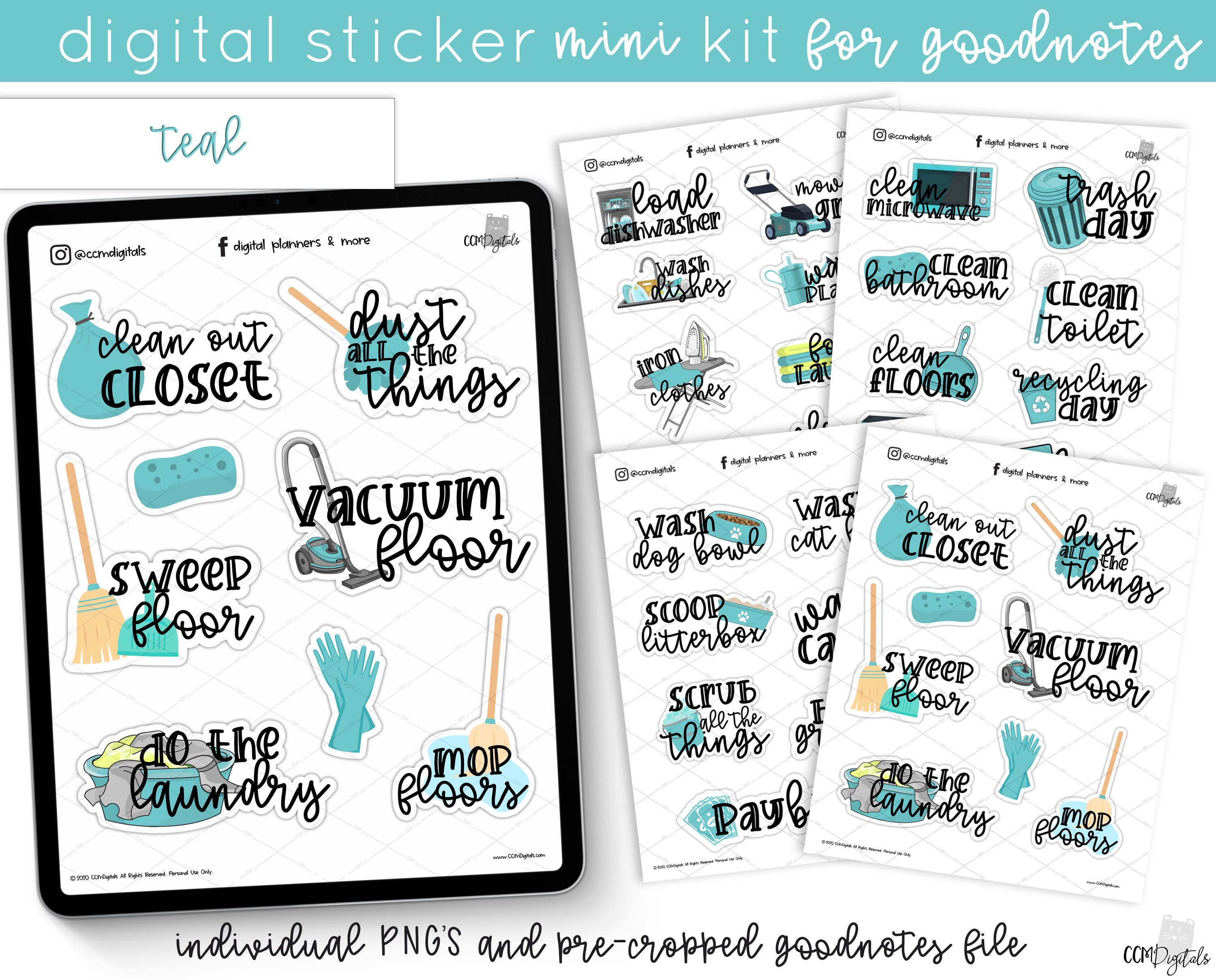 Digital Planner Stickers Chores Mini Kit Goodnotes | Etsy