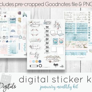 January 2019 Digital Planner Stickers | A Snowy Winter Digital Sticker ...