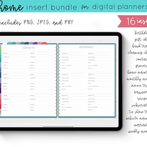 Home Digital Planner Insert Bundle for Digital Planners or Journals ...