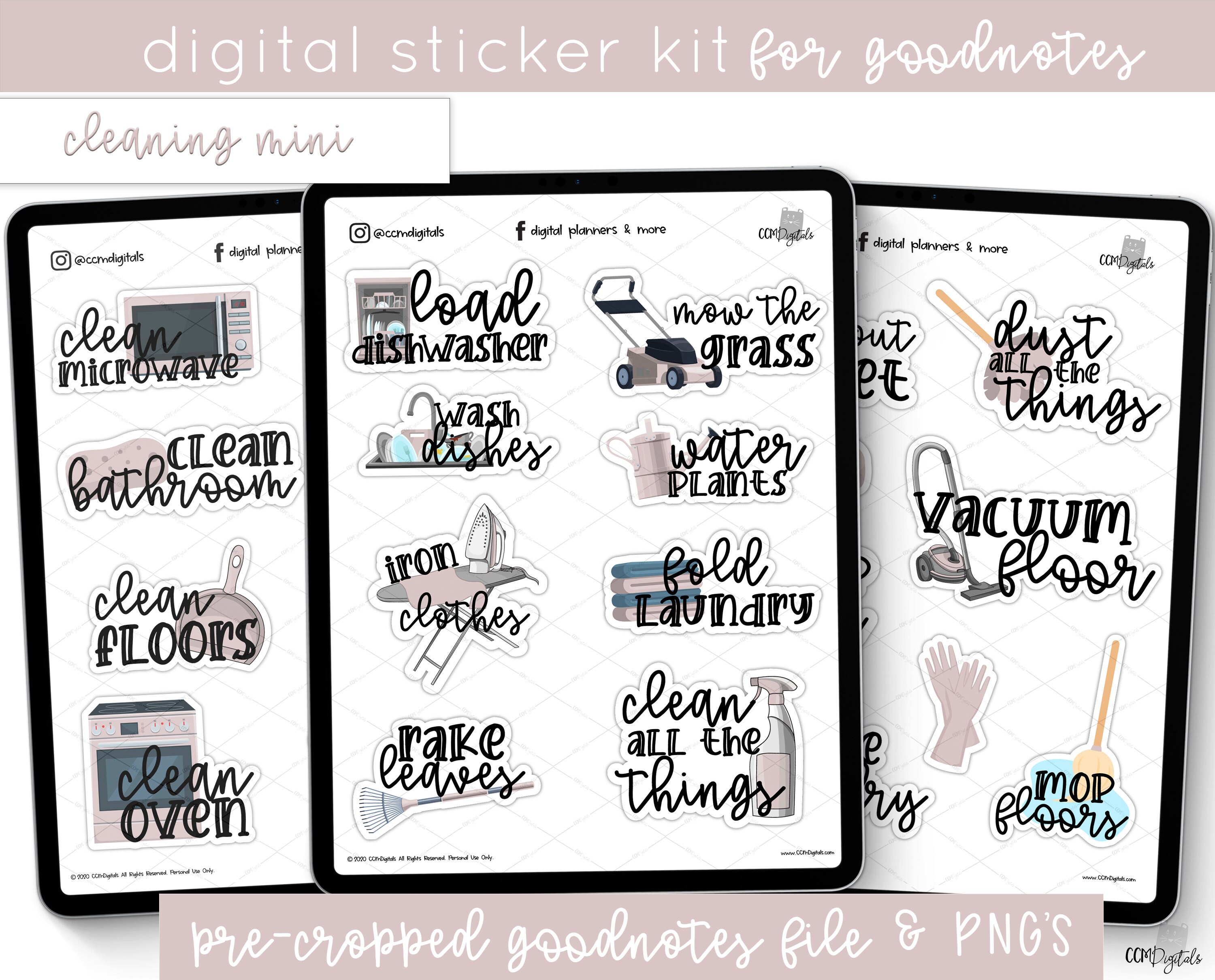 Digital Planner Stickers Chores Mini Kit Goodnotes | Etsy