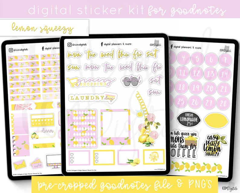Digital Planner Stickers Lemon Sticker Kit A Lemon Themed | Etsy