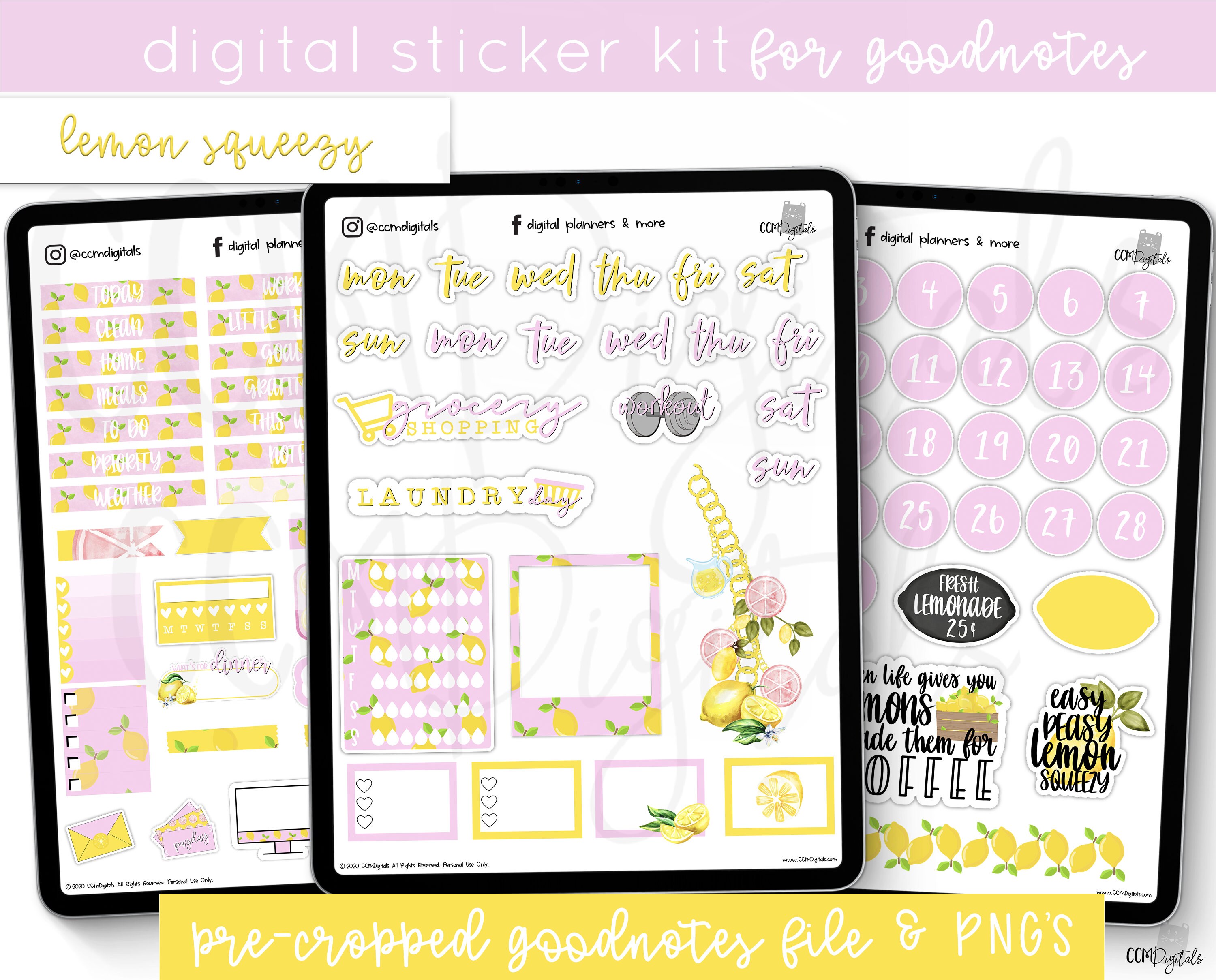 Digital Planner Stickers - Lemon Sticker Kit | A Lemon Themed Summer ...