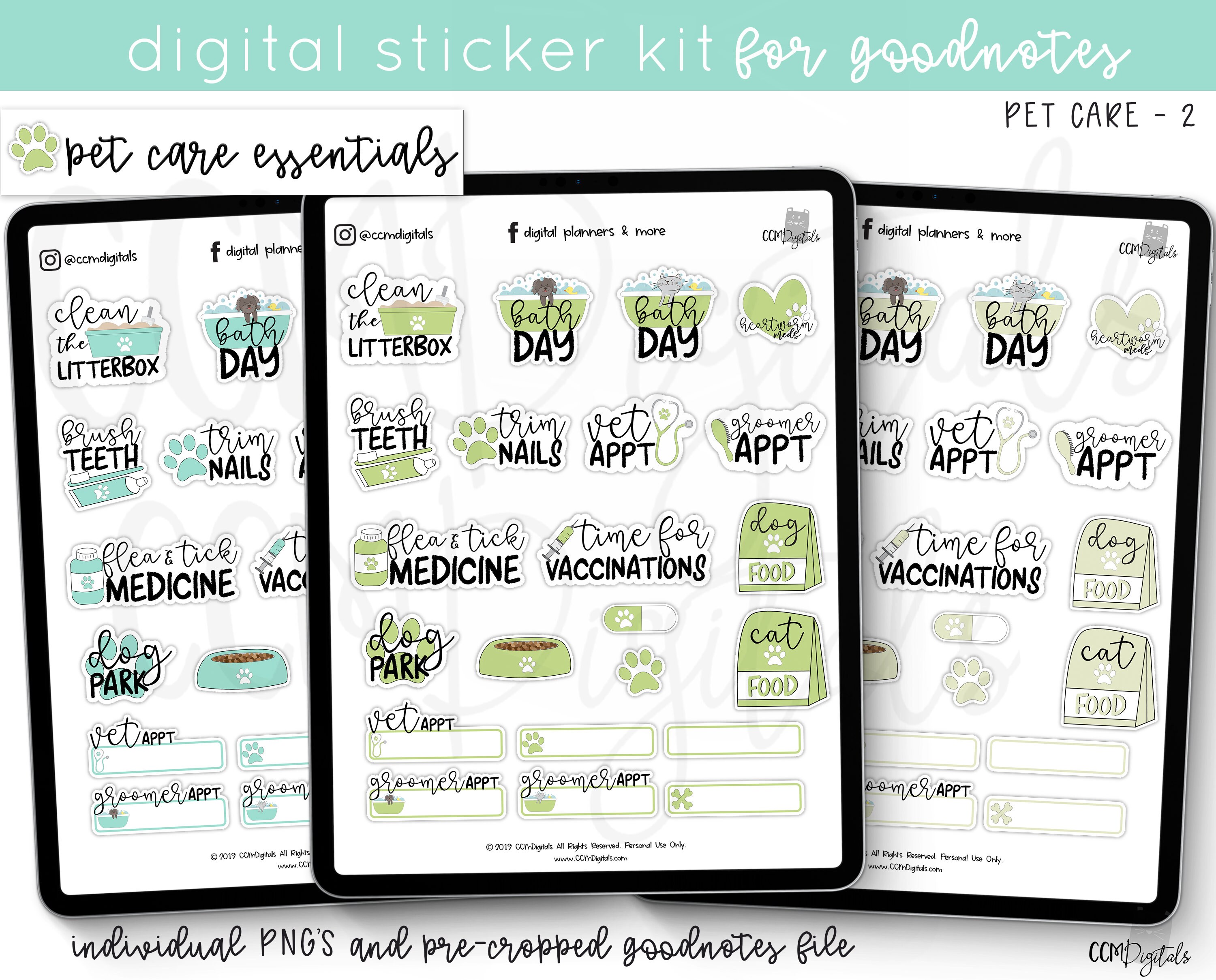 PC-2 Digital Pet Care Stickers for Goodnotes Pet Care - Etsy