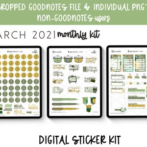 March 2021 Digital Planner Stickers | Includes Spring Floral and Bird ...