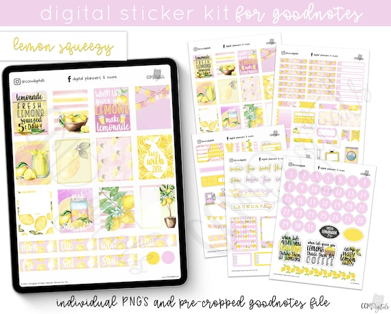 Digital Planner Stickers Lemon Sticker Kit A Lemon Themed | Etsy