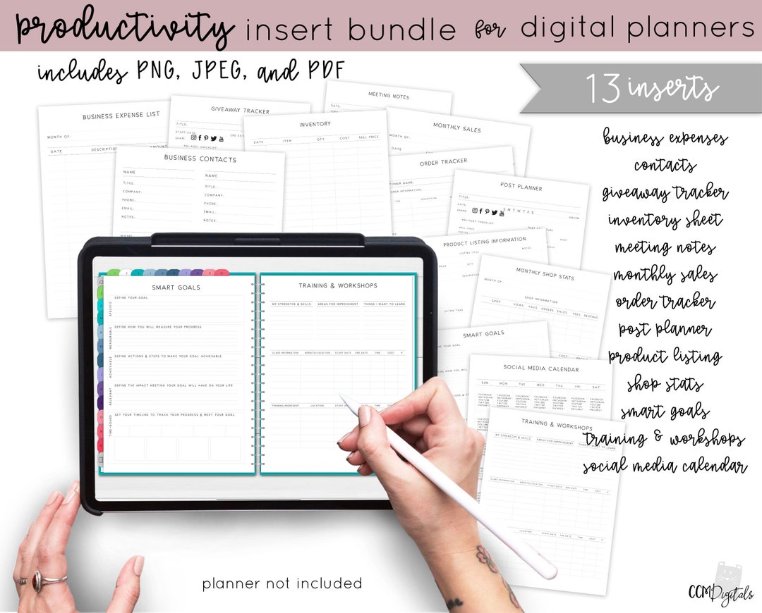 Productivity Digital Planner Inserts for Digital Planners and Journals ...