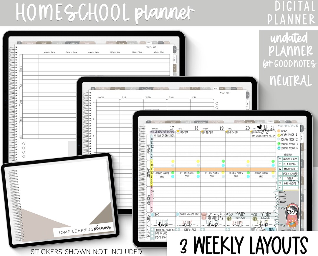 Digital Homeschool or Virtual Learning Planner Undated - Etsy