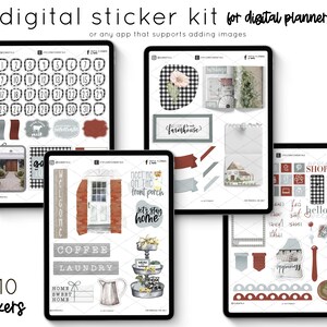 Farmhouse Vibes Digital Stickers for Planners - Vintage Rustic Mason ...