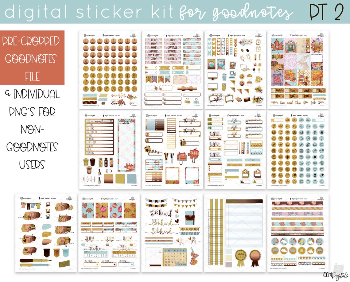 November 2020 Digital Planner Stickers | Monthly Sticker Kit With Fall ...