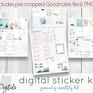 January 2019 Digital Planner Stickers | A Snowy Winter Digital Sticker ...