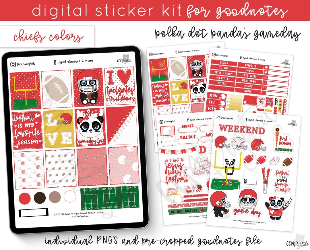 Digital Planner Football Stickers | Goodnotes Stickers iPad Stickers ...